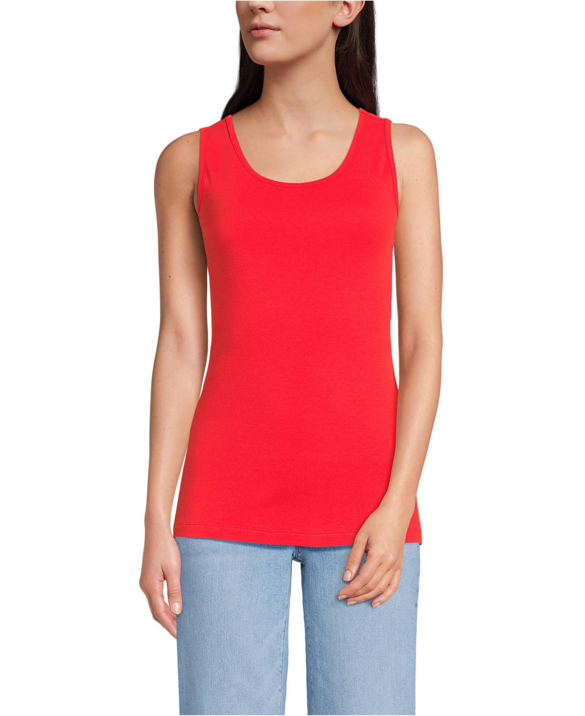 Click here for Lands End Womens Cotton Tank Top - Coral red prices