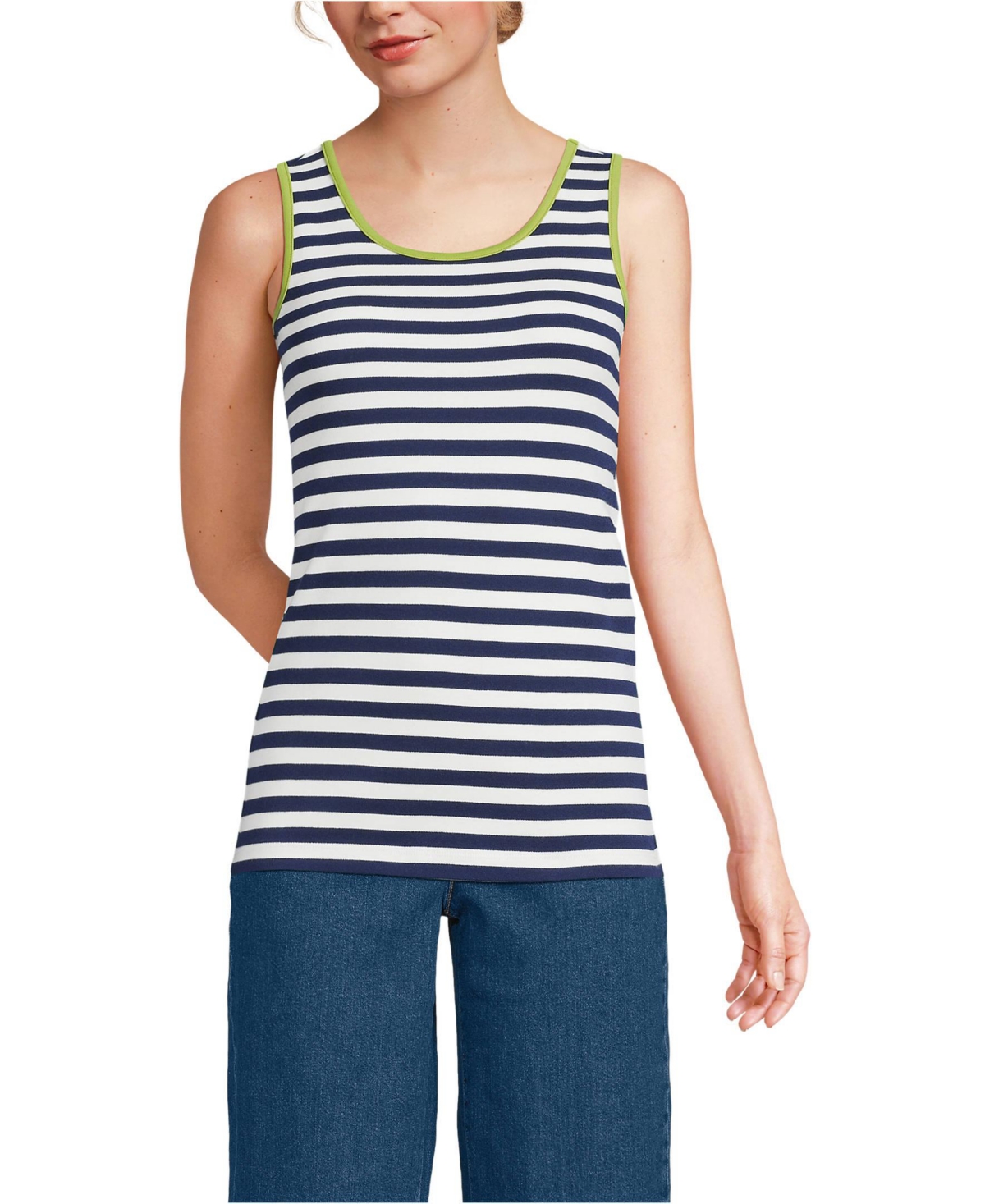 Click here for Lands End Womens Cotton Tank Top - Deep sea navy e... prices