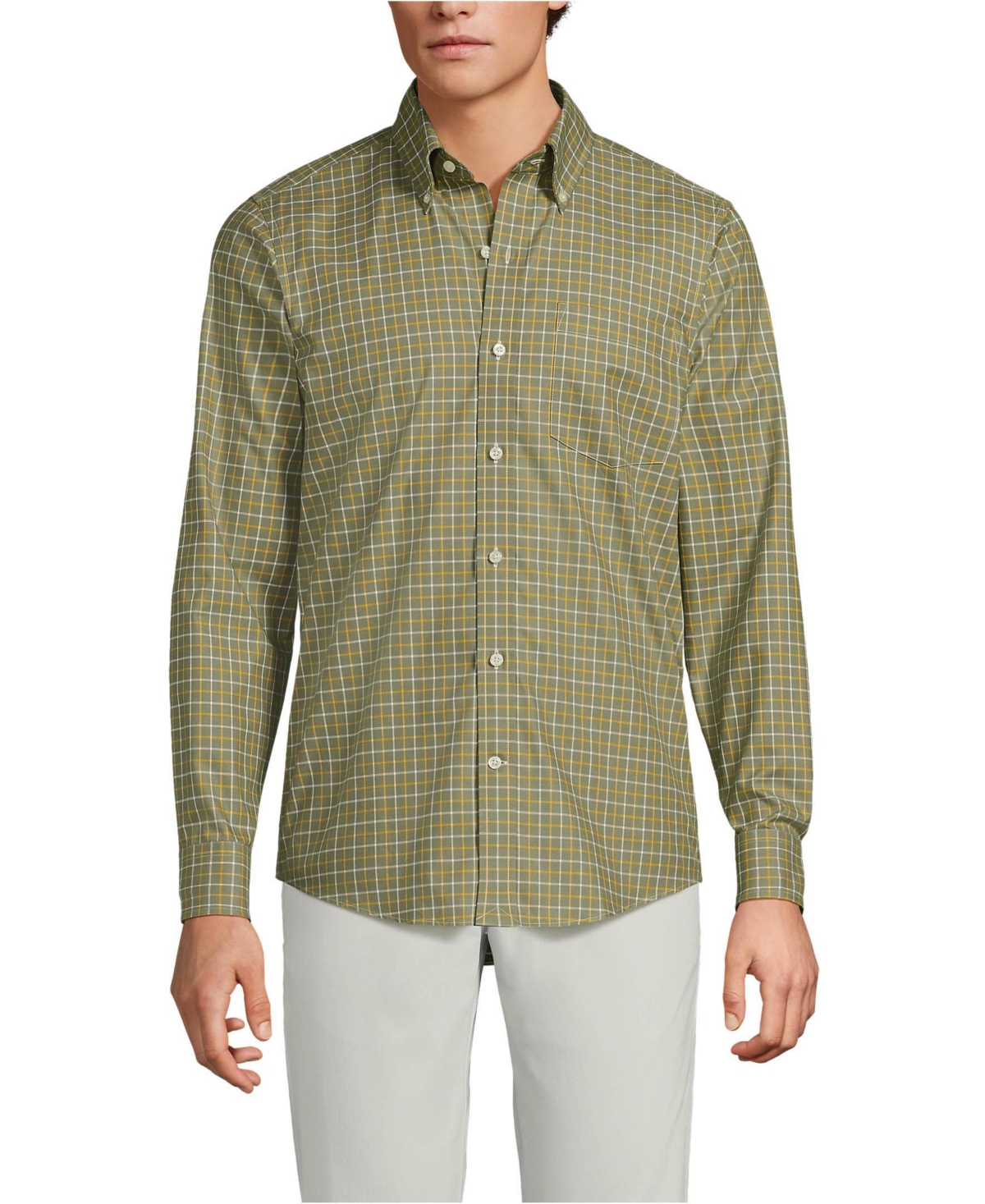 Click here for Lands End Mens Tailored Fit No Iron Twill Long Sle... prices