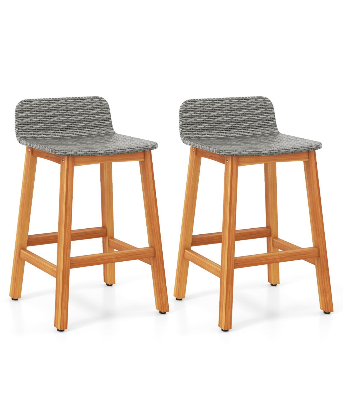 Click here for Gymax Solid Acacia Wood Bar Stools Set of 2 Rattan... prices