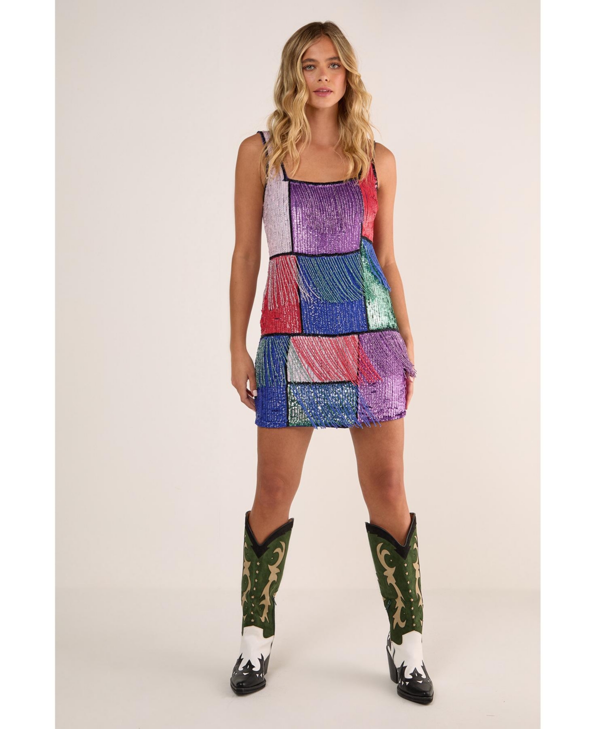 Click here for Nasty Gal Womens Check Tassel Sequin Mini Dress -... prices