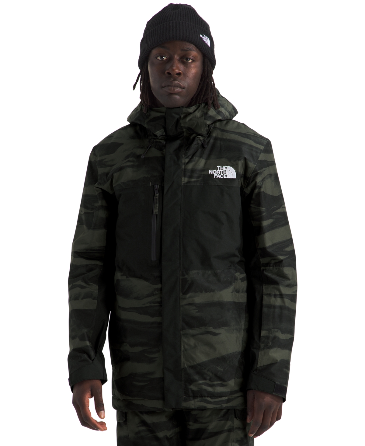The North Face Mens Freedom Insulated Print Jacket - New Taupe Green Edge Of Light Print/Blac
