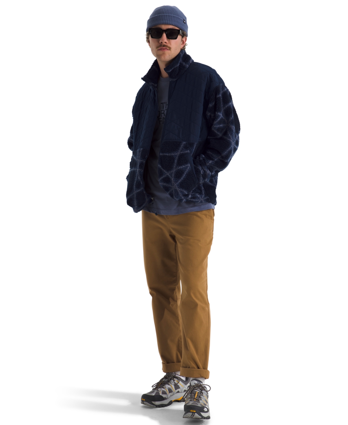 The North Face Mens Cabin Fleece Full Zip Print Jacket - Summit Navy Sun Halos Print