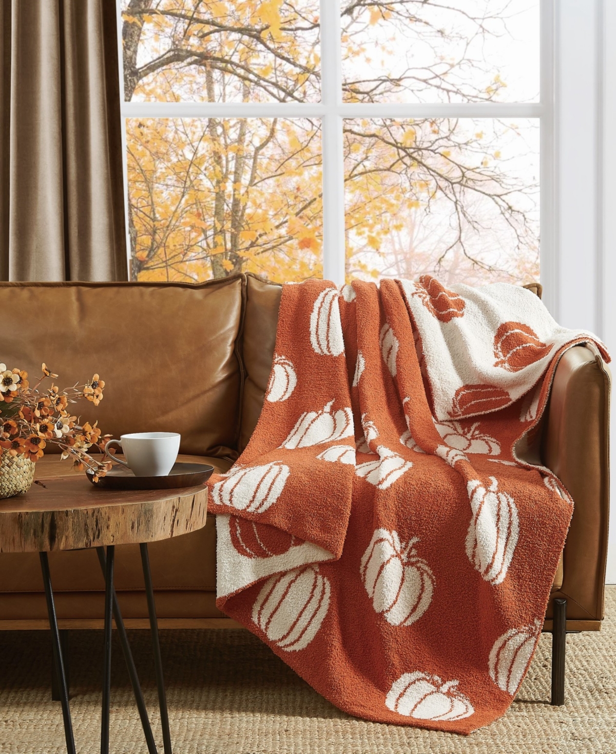 Click here for Truly Soft Cozy Reversible Throw  50 x 70 - Pumpki... prices