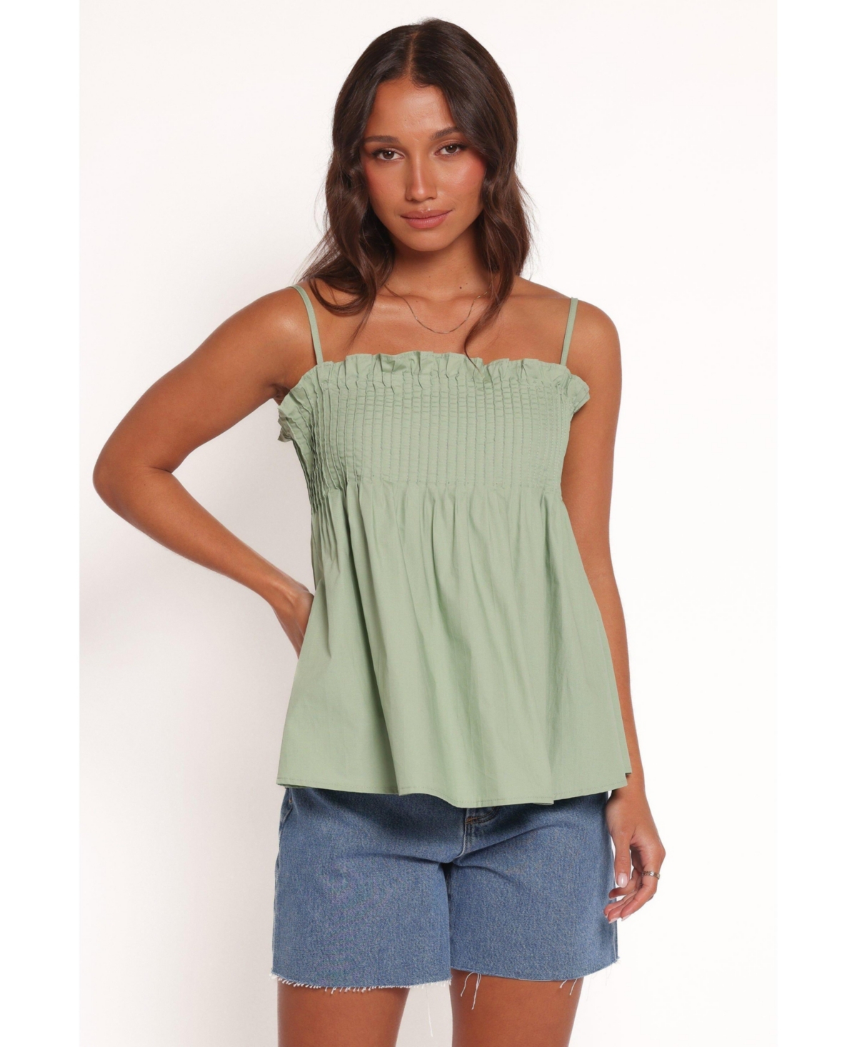 Click here for Petal and Pup Carson Pleated Top - Sage Green - Sa... prices