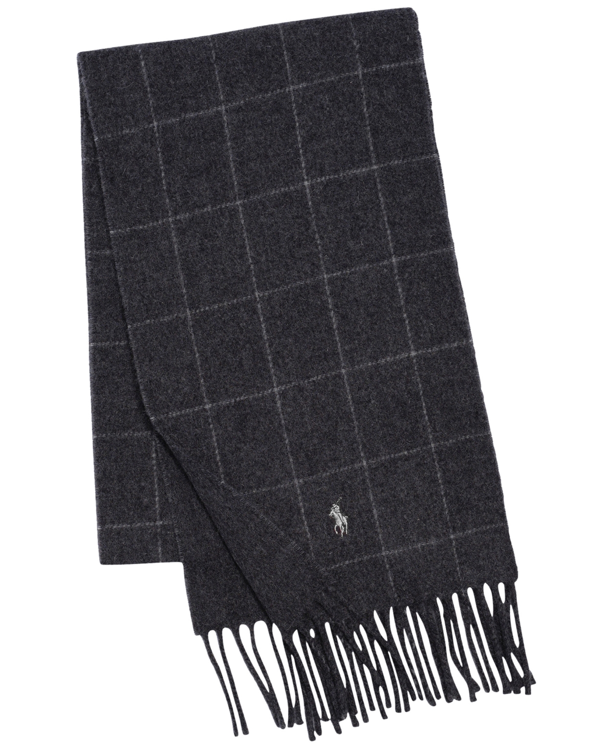 Polo Ralph Lauren Mens Reversible Windowpane Scarf - Charcoal/Gray
