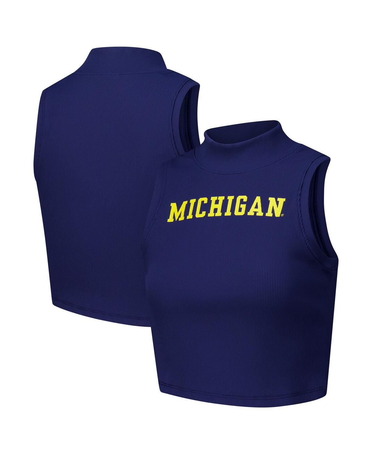 Click here for ZooZatz Womens Navy Michigan Wolverines Cropped Ta... prices