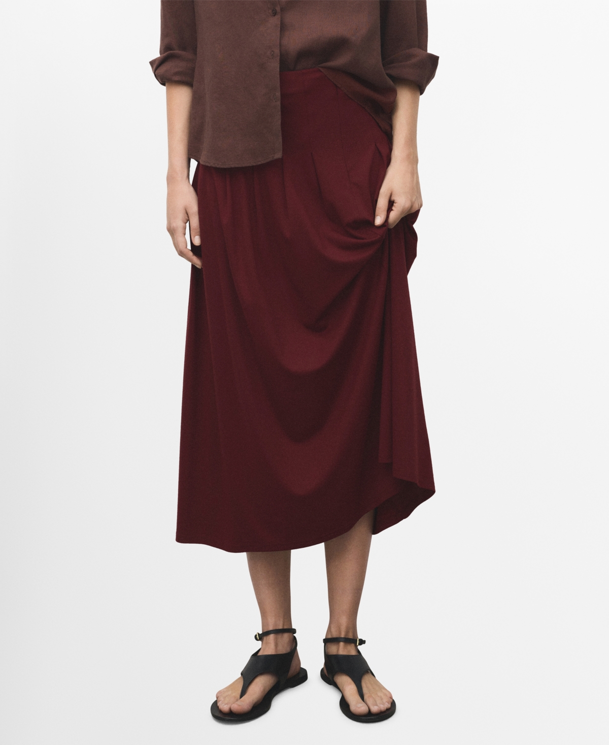 Click here for Mango Womens Plank Midi Skirt - Burgundy prices