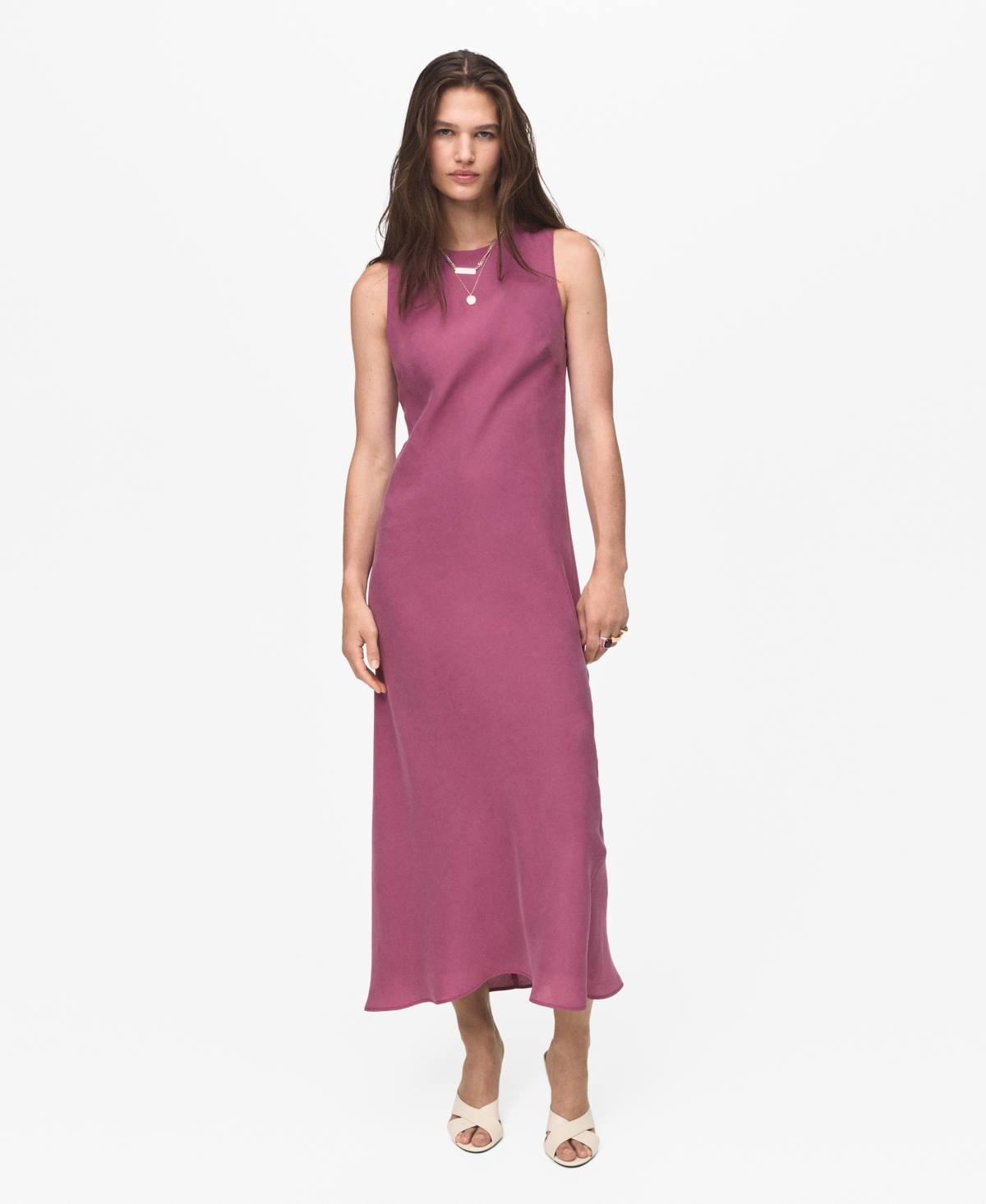 Click here for Mango Womens Modal Midi Dress - Pink prices