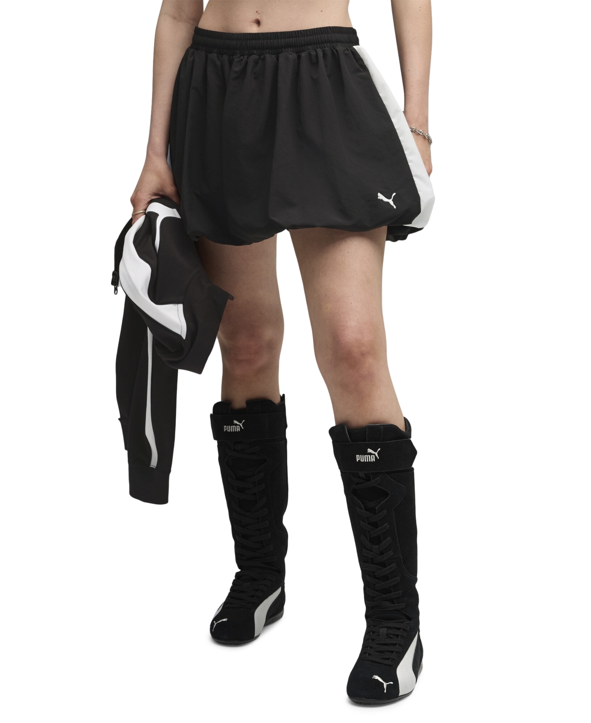 Click here for Puma Womens T7 Low-Rise Balloon Skirt - Puma Black prices