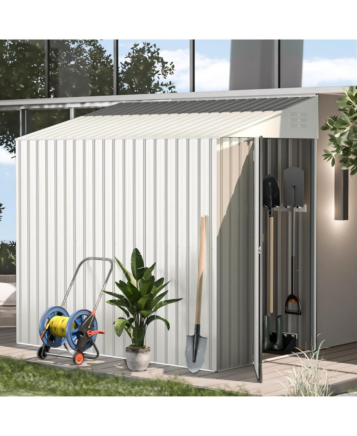 Click here for Aecojoy 4x7 Lean to Shed Outdoor Storage Shed - Wh... prices
