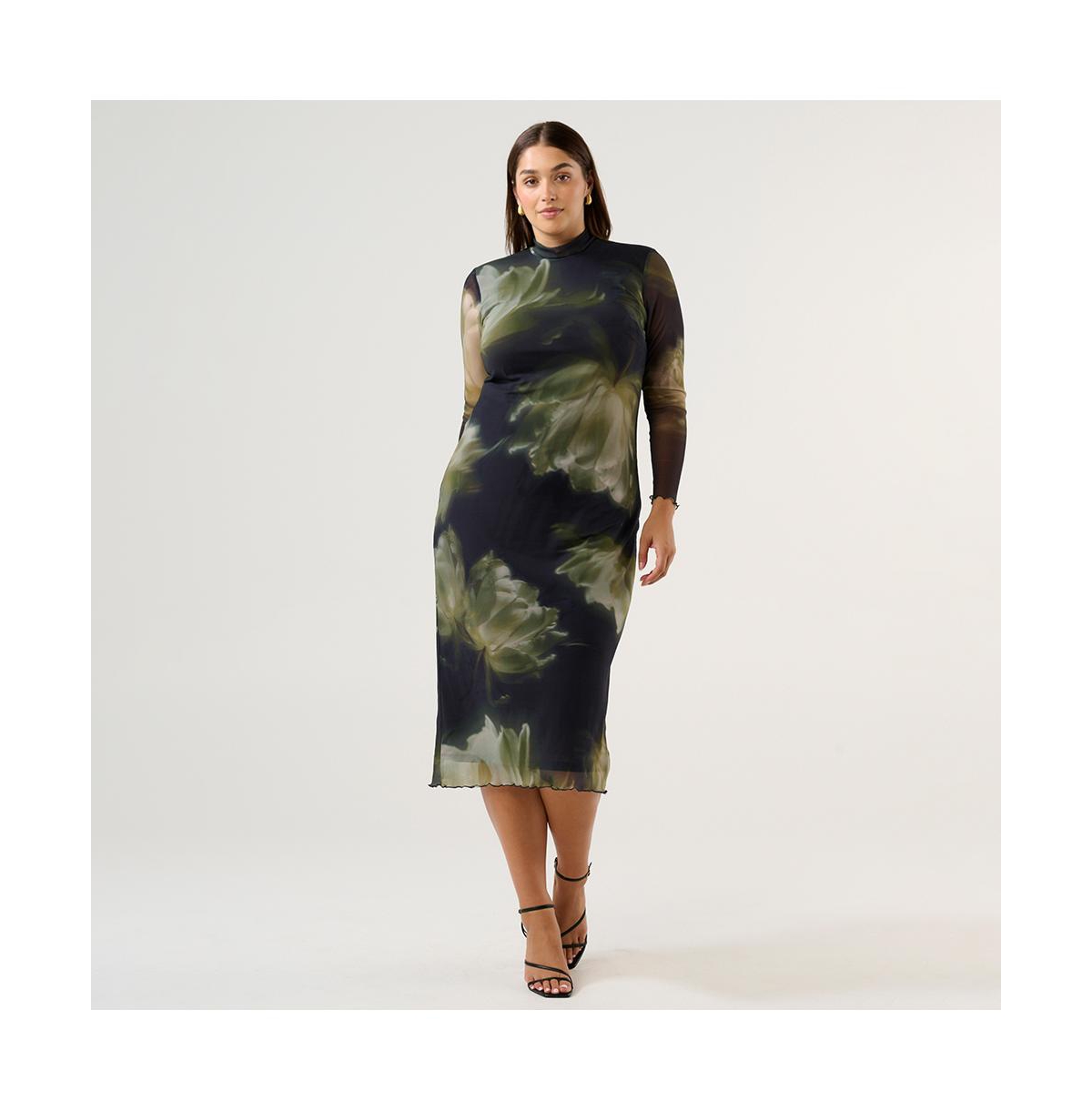 Click here for Estelle Womens Peace Lily Mesh Dress - Black/moss prices