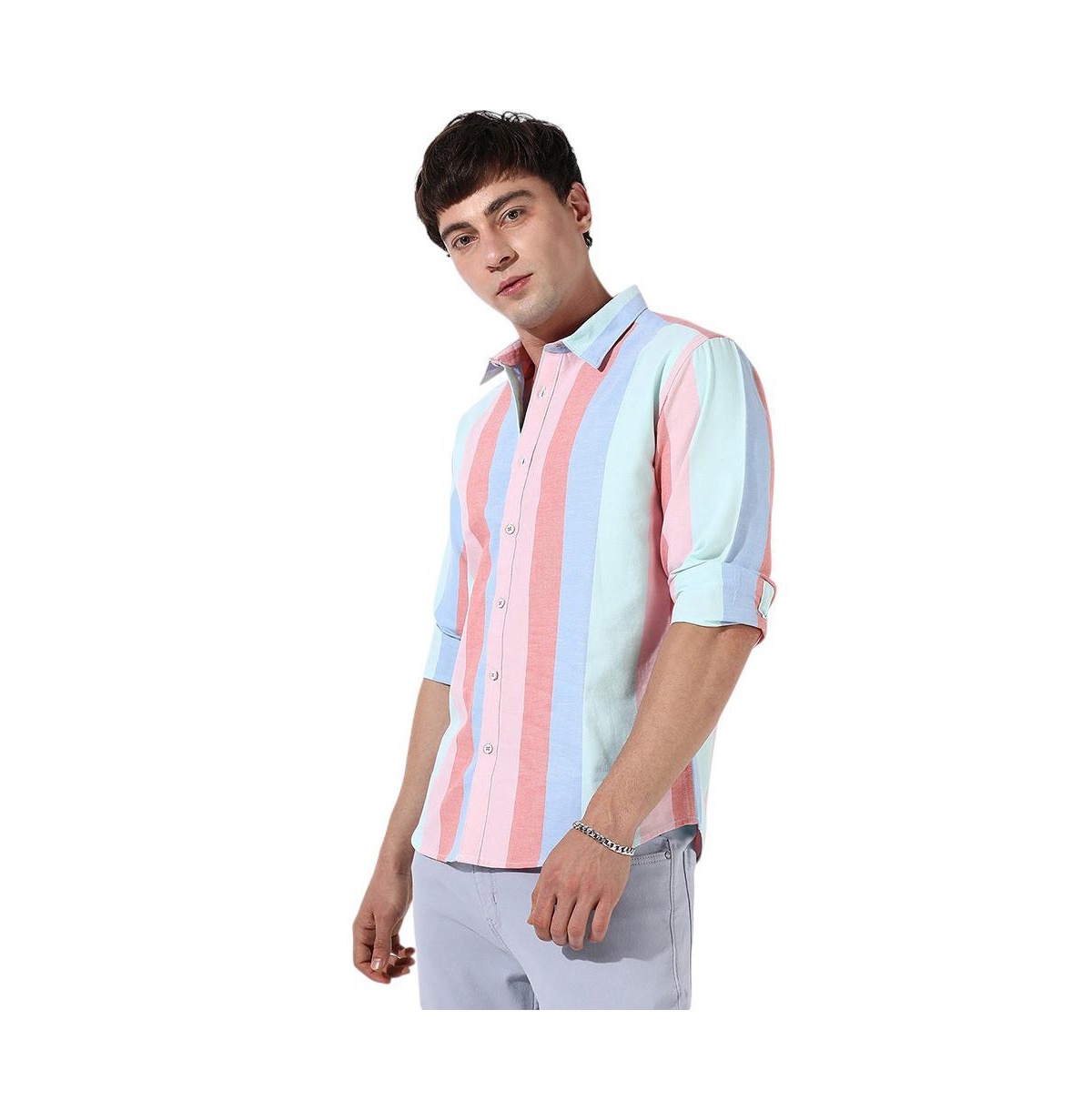 Click here for Campus Sutra Mens Multicolour Roman Striped Shirt... prices