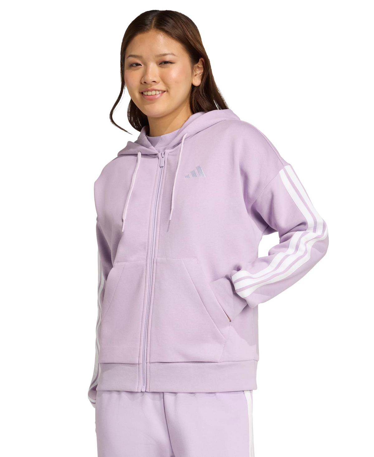 Click here for adidas Womens 3-Stripe Fleece Full Zip Hoodie - Po... prices