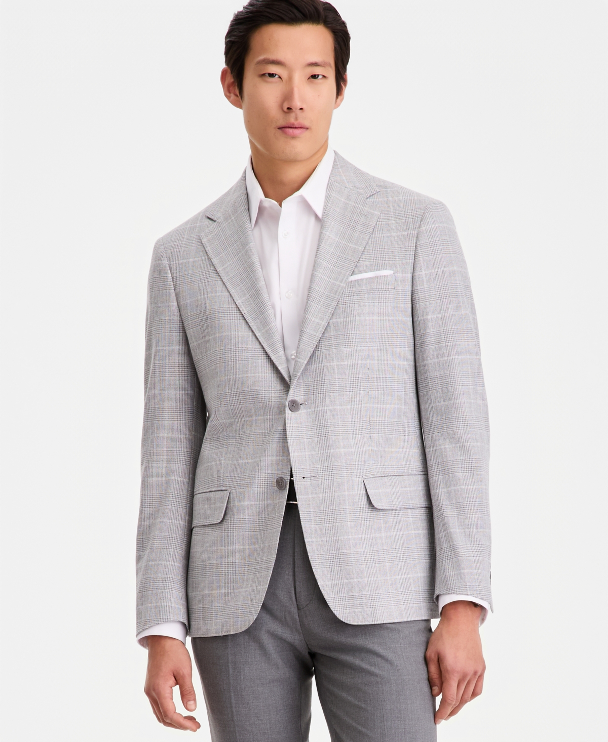 Calvin Klein Mens Slim-Fit Blazer - Light Grey