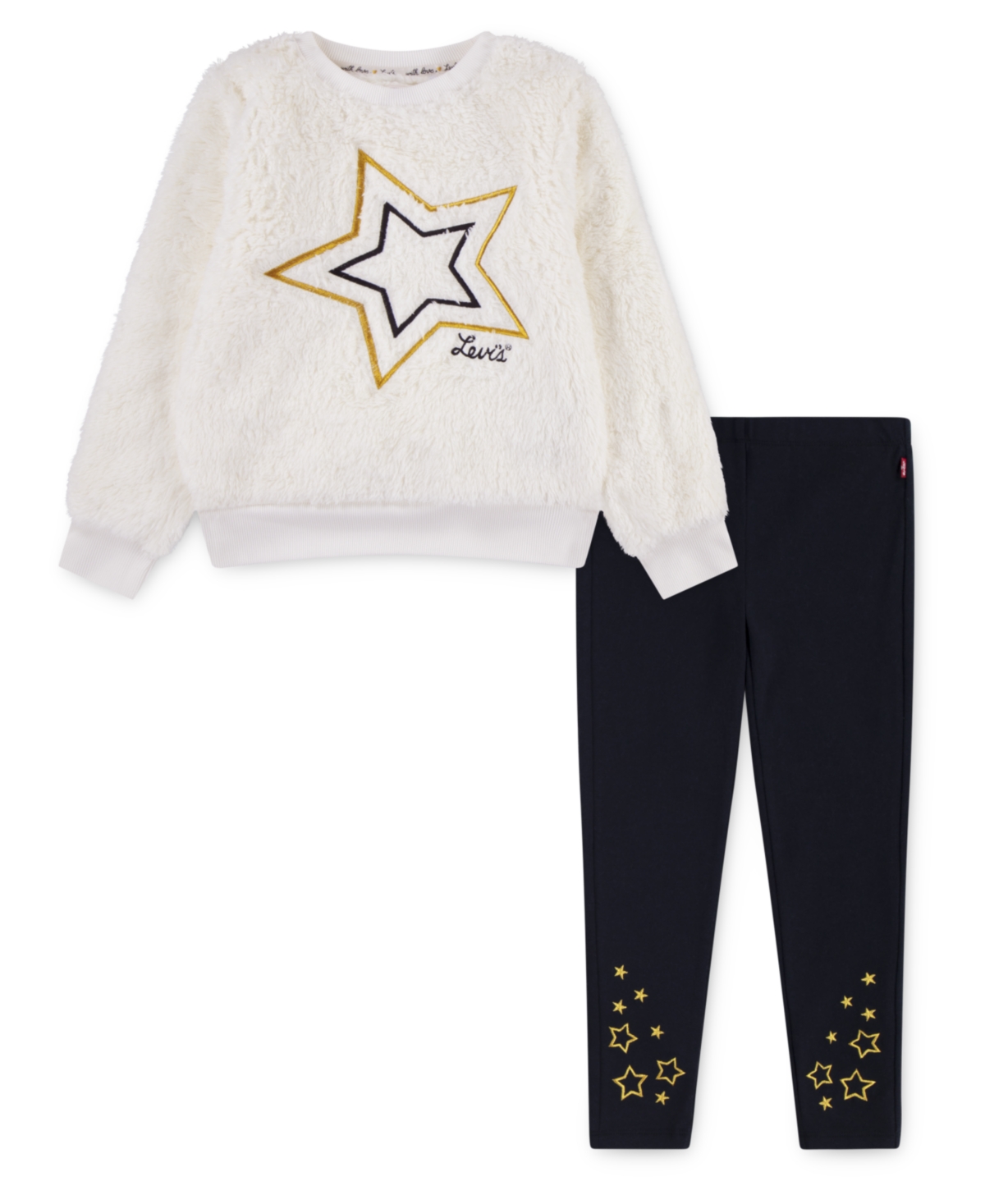 Click here for Levis Little Girls 2-Piece Sherpa Crewneck Top and... prices