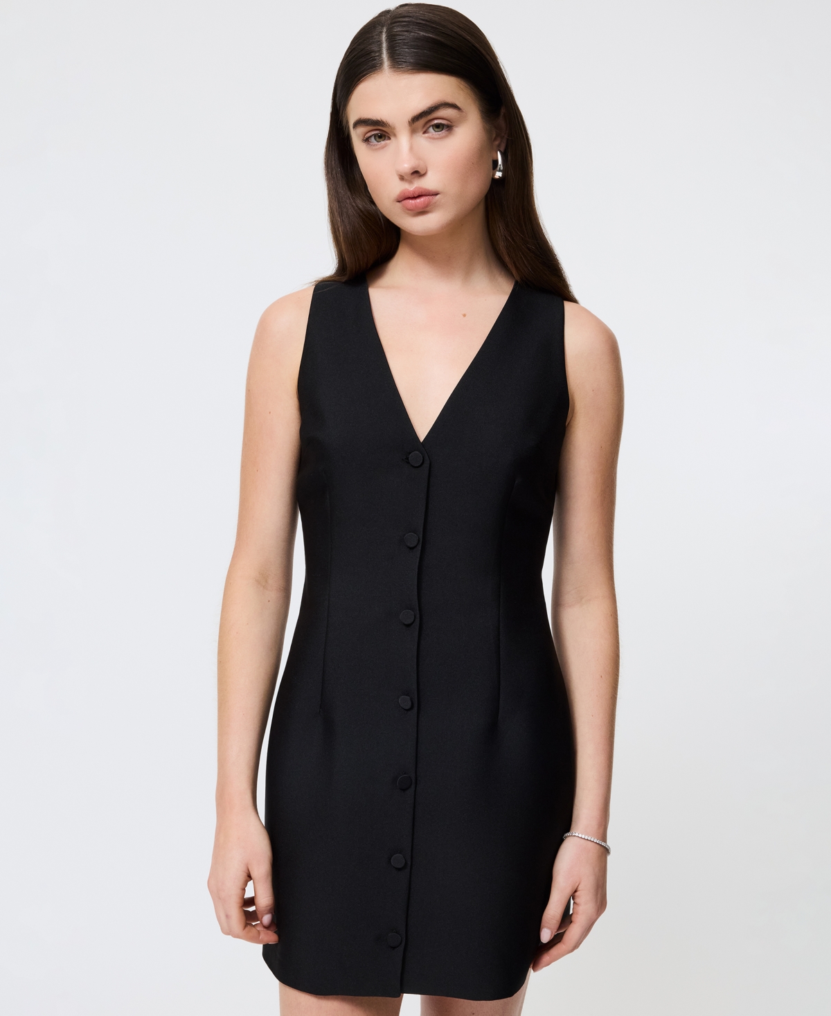 French Connection Womens Structured Sleeveless Mini Dress - Black