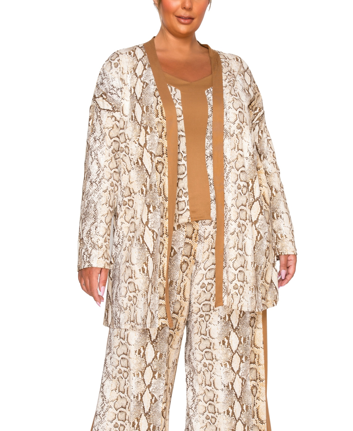 Click here for Coin 1804 Plus Size Python Contrast Cardigan Sweat... prices