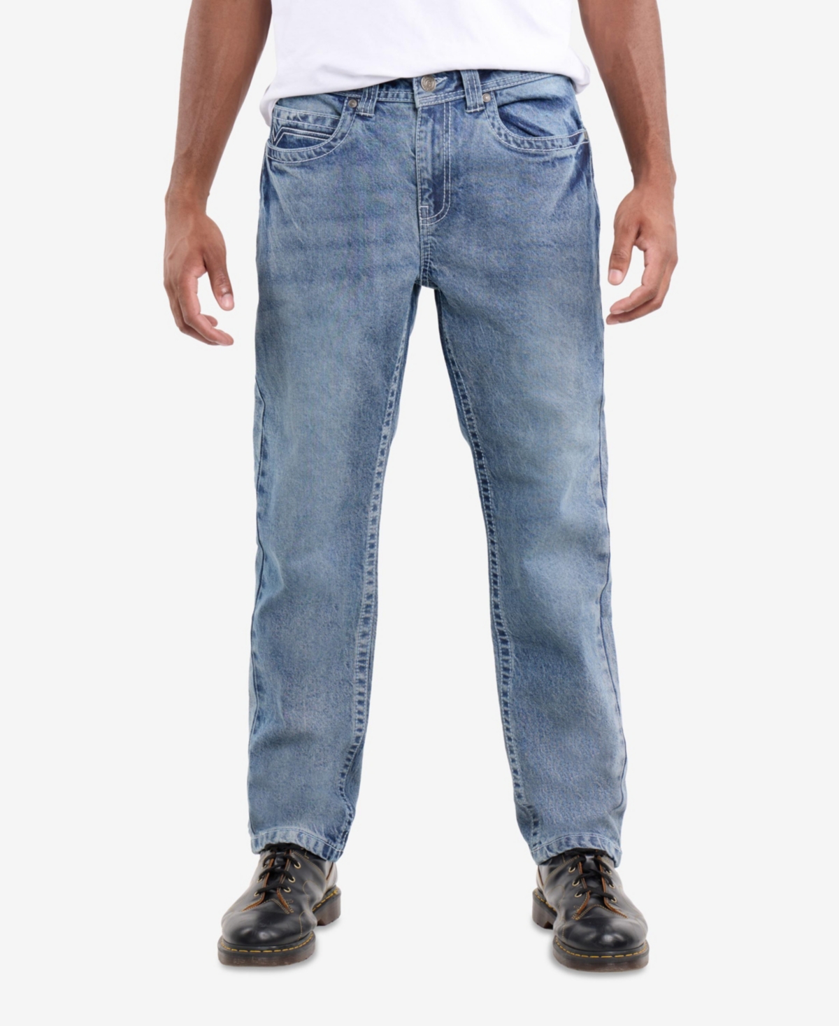 Click here for Cultura Mens Saddle Stitch Straight Fit Jeans - Ti... prices