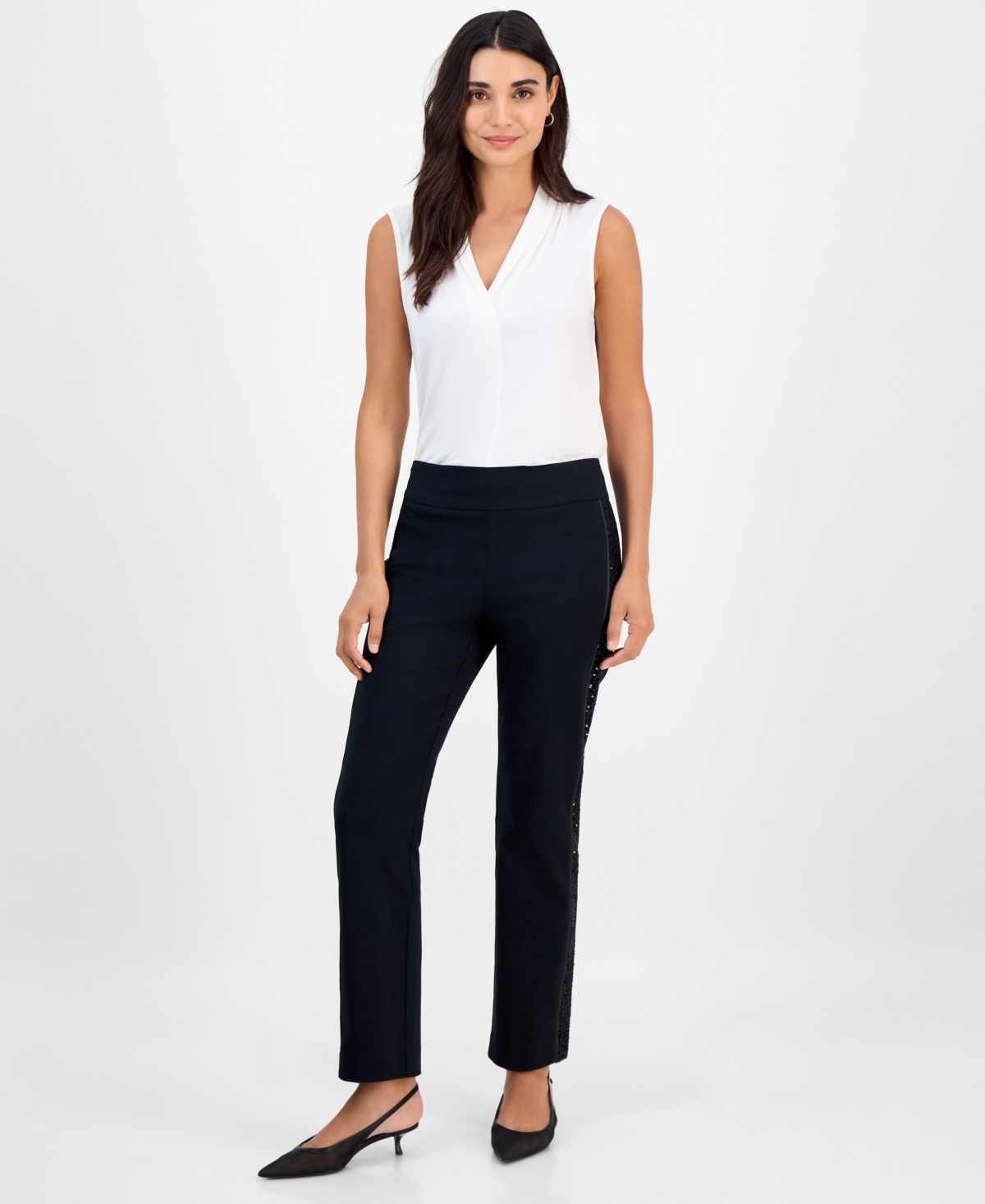 Click here for Jm Collection Petite Sequin-Trim Cambridge Pants... prices