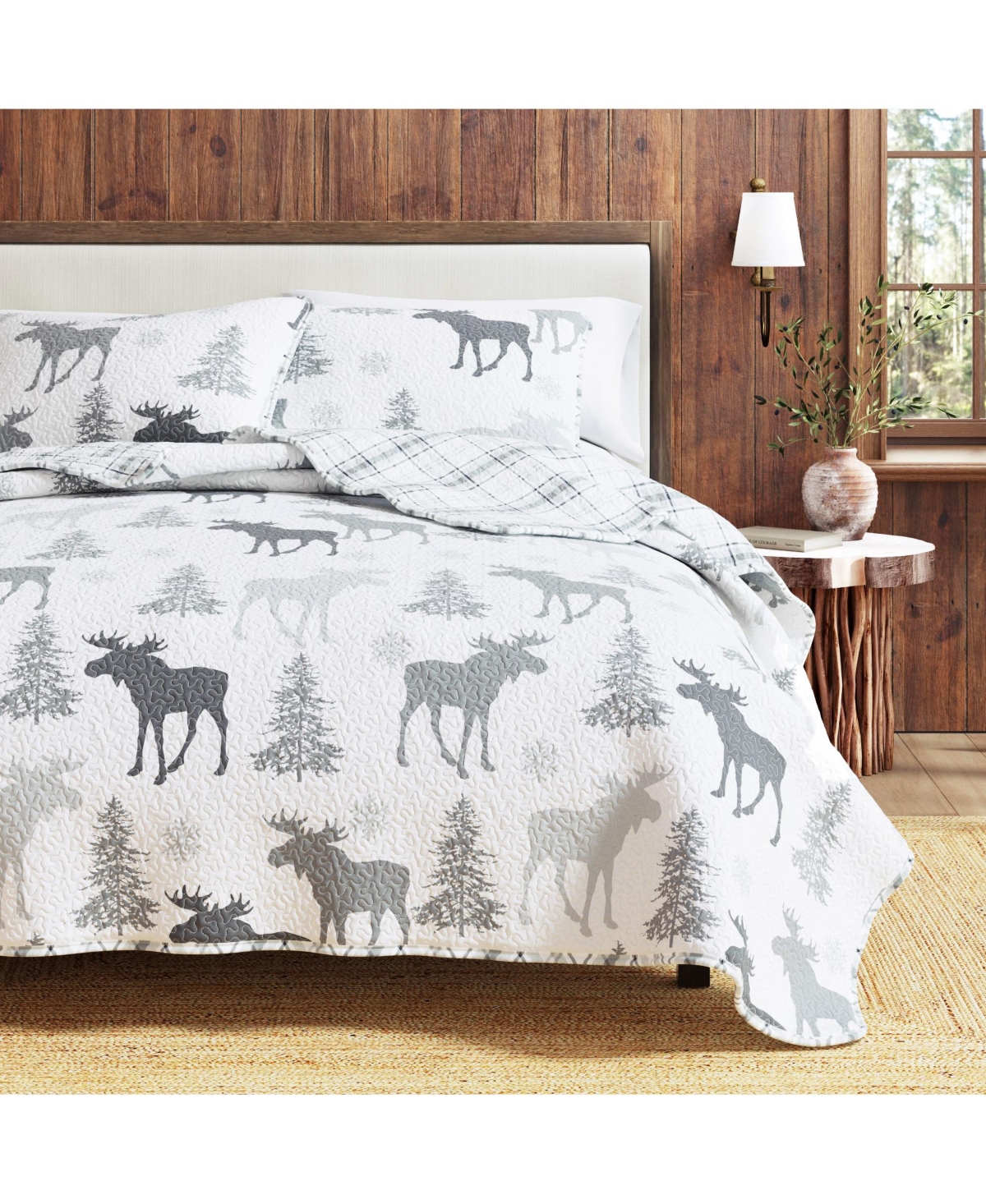 Click here for Linery & Co. Moose & Evergreens Microfiber Quilt S... prices