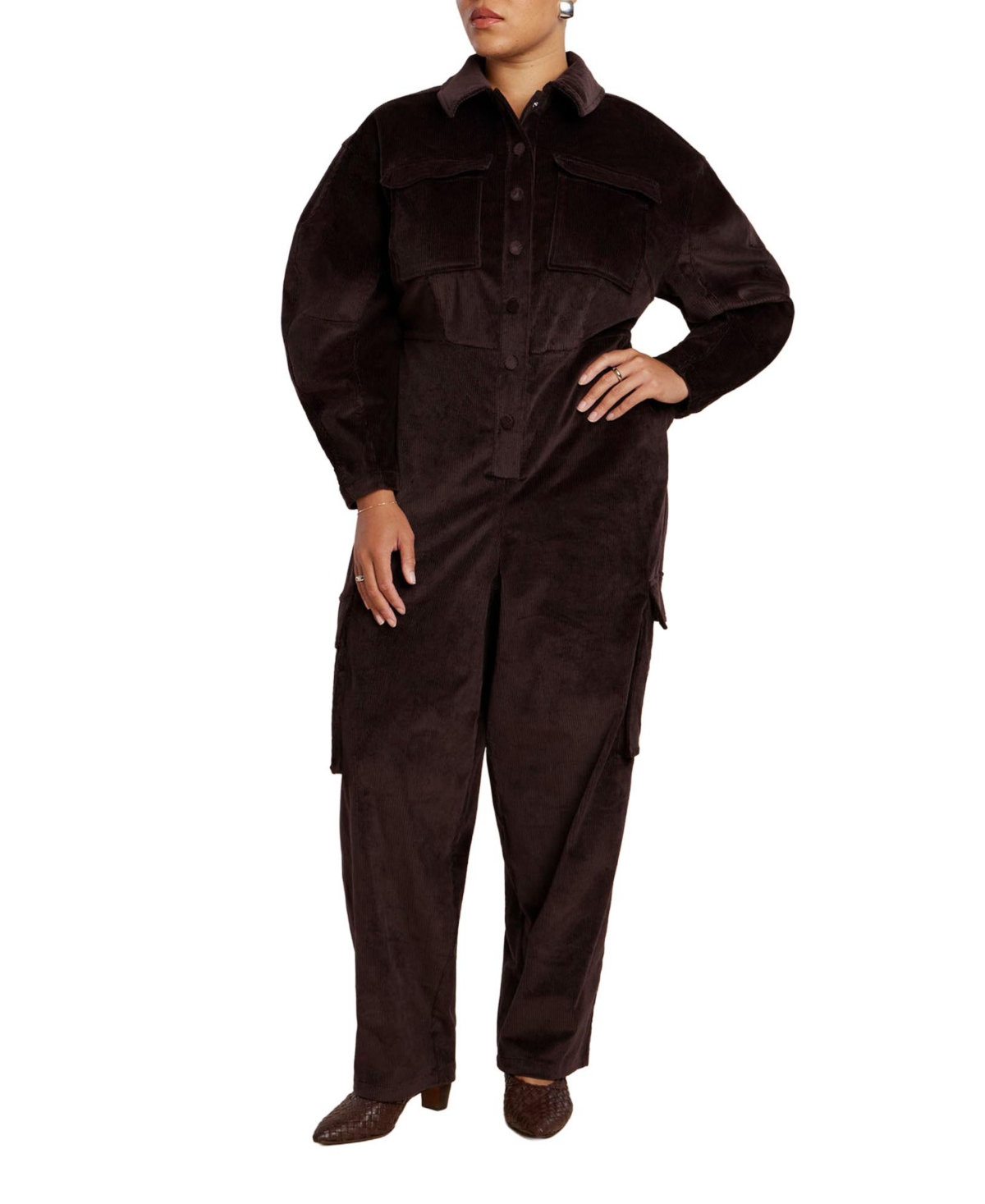Click here for Eloquii Womens Plus Size Corduroy Jumpsuit - Choco... prices