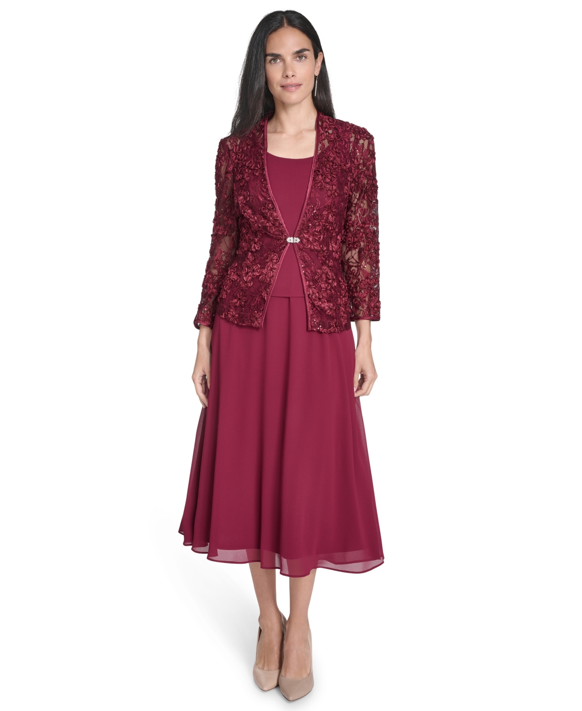 Click here for Jessica Howard Womens Soutache Jacket & Jewel-Neck... prices