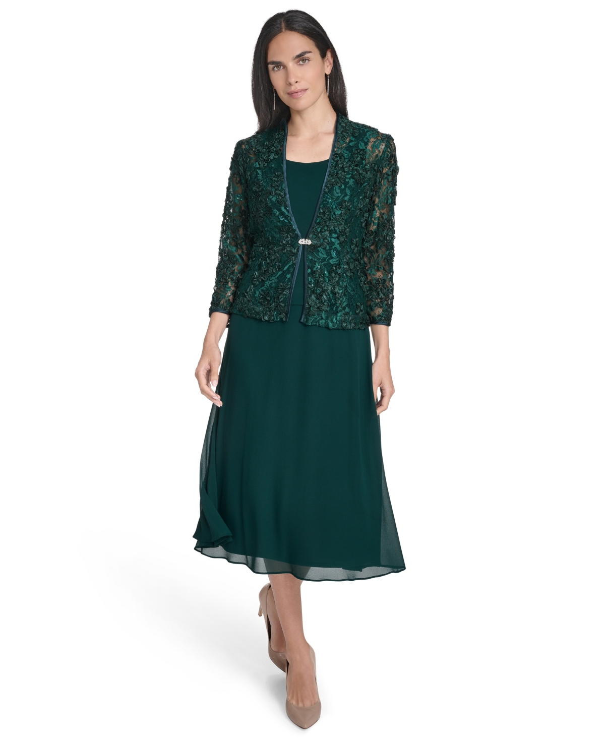 Click here for Jessica Howard Womens Soutache Jacket & Jewel-Neck... prices