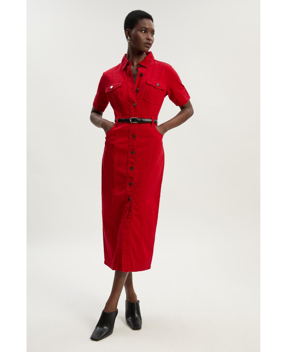 Click here for Karen Millen Womens Petite Denim Short Sleeve Shir... prices