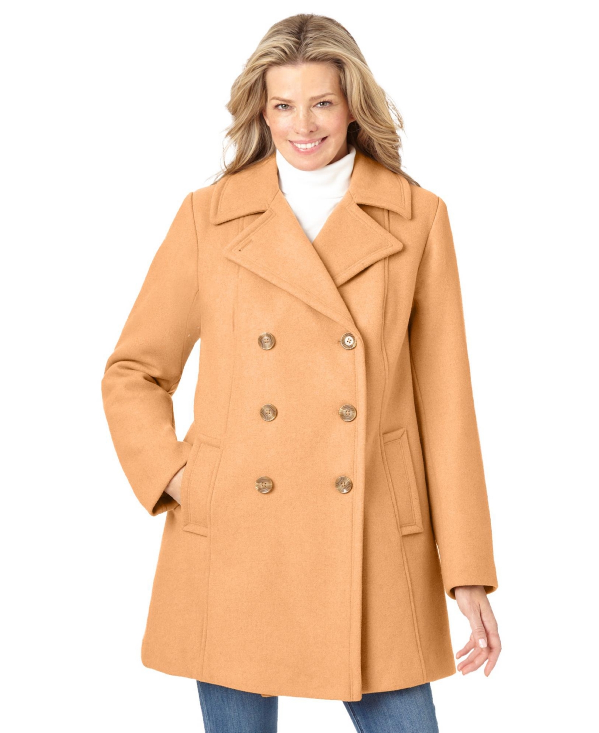Click here for Woman Within Womens Within Wool-Blend Double-Breas... prices