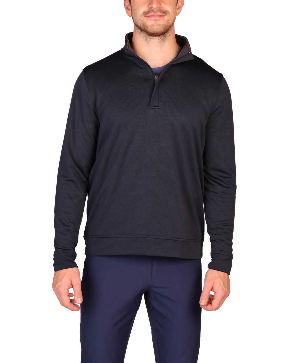 Click here for Tailorbyrd Mens Modal Quarter Zip - Navy prices