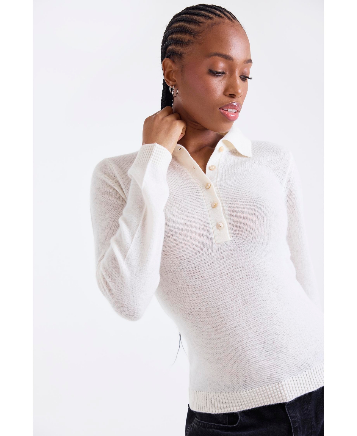 Click here for 1982 Womens Amaya Cashmere Button Detail Polo Top... prices