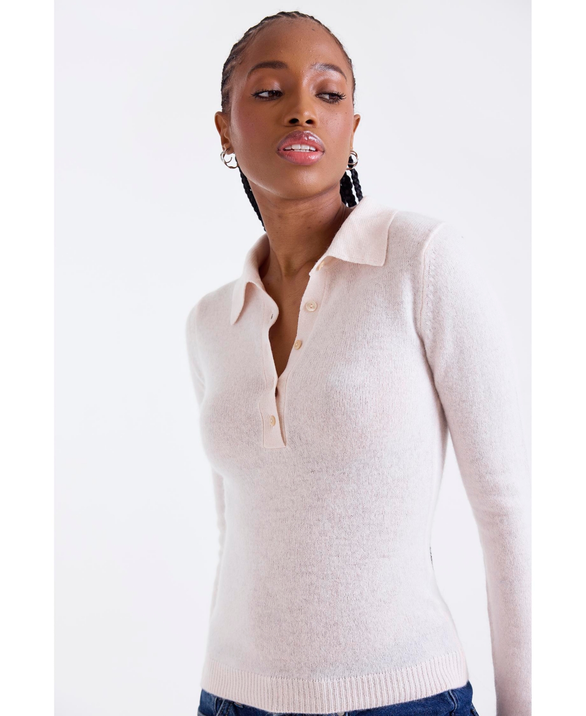Click here for 1982 Womens Amaya Cashmere Button Detail Polo Top... prices