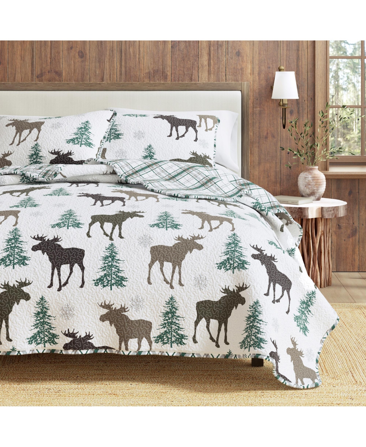 Click here for Linery & Co. Moose & Evergreens Microfiber Quilt S... prices
