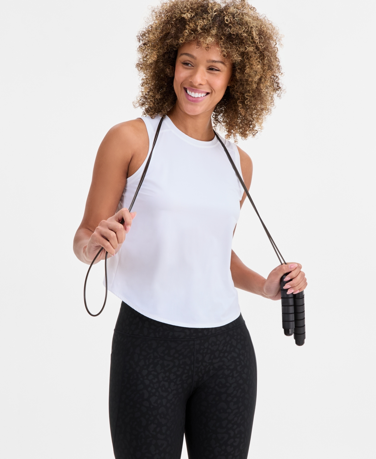 Click here for Id Ideology Womens Crewneck Back-Slit Knit Tank To... prices