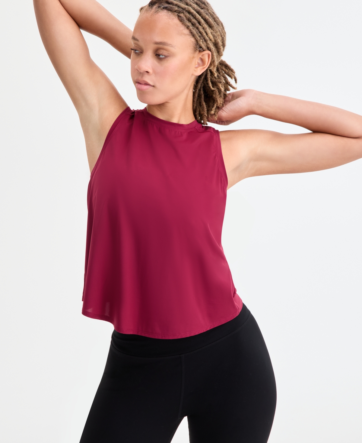 Click here for Id Ideology Womens Crewneck Back-Slit Knit Tank To... prices