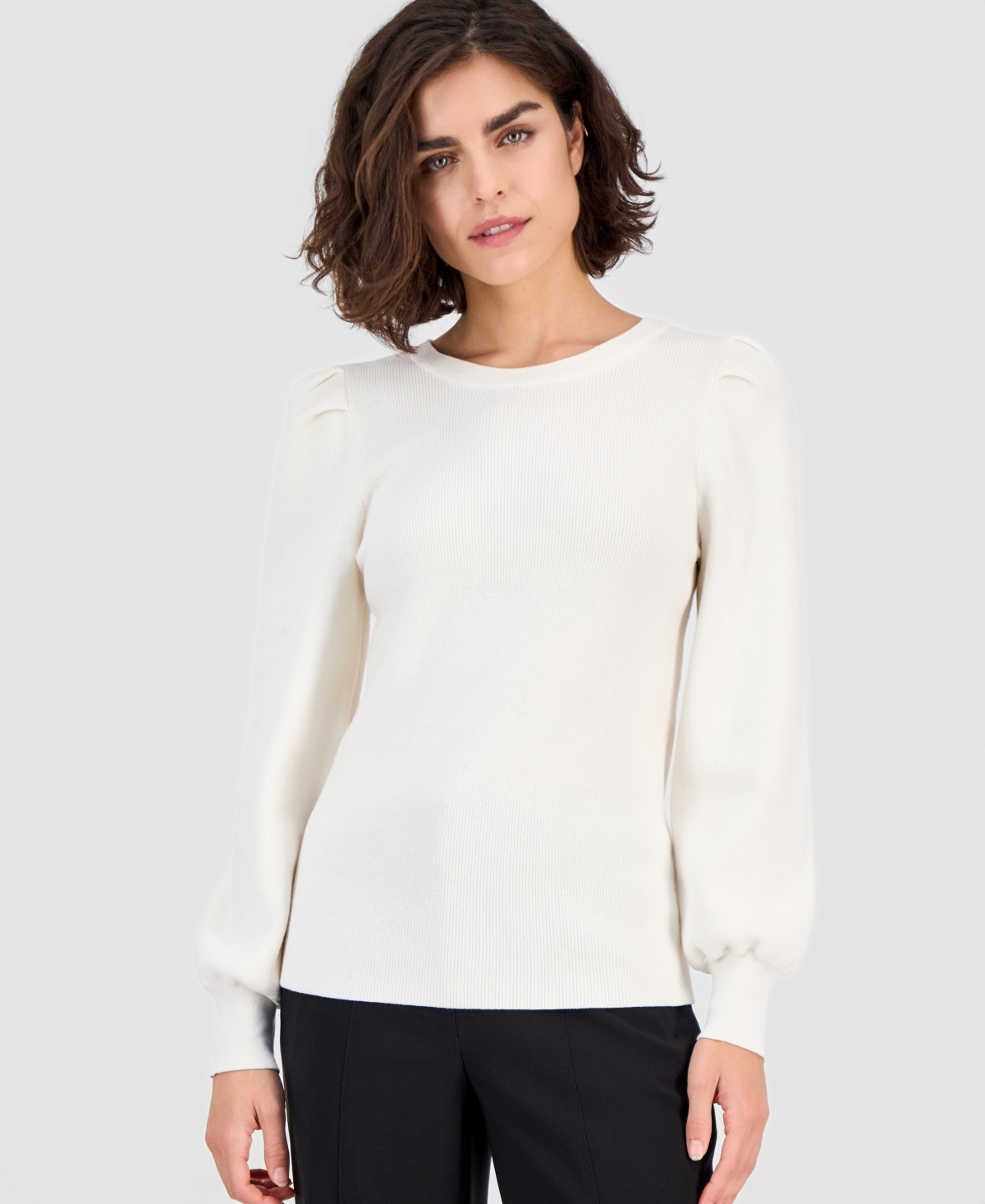 Click here for Ak Anne Klein Womens High-Crewneck Long-Puff-Sleev... prices