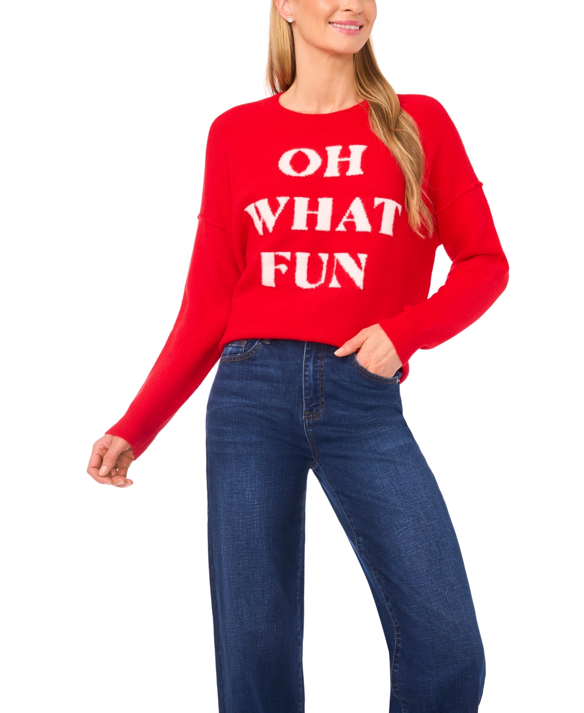 Click here for CeCe Womens Oh What Fun Crewneck Sweater - Bright... prices