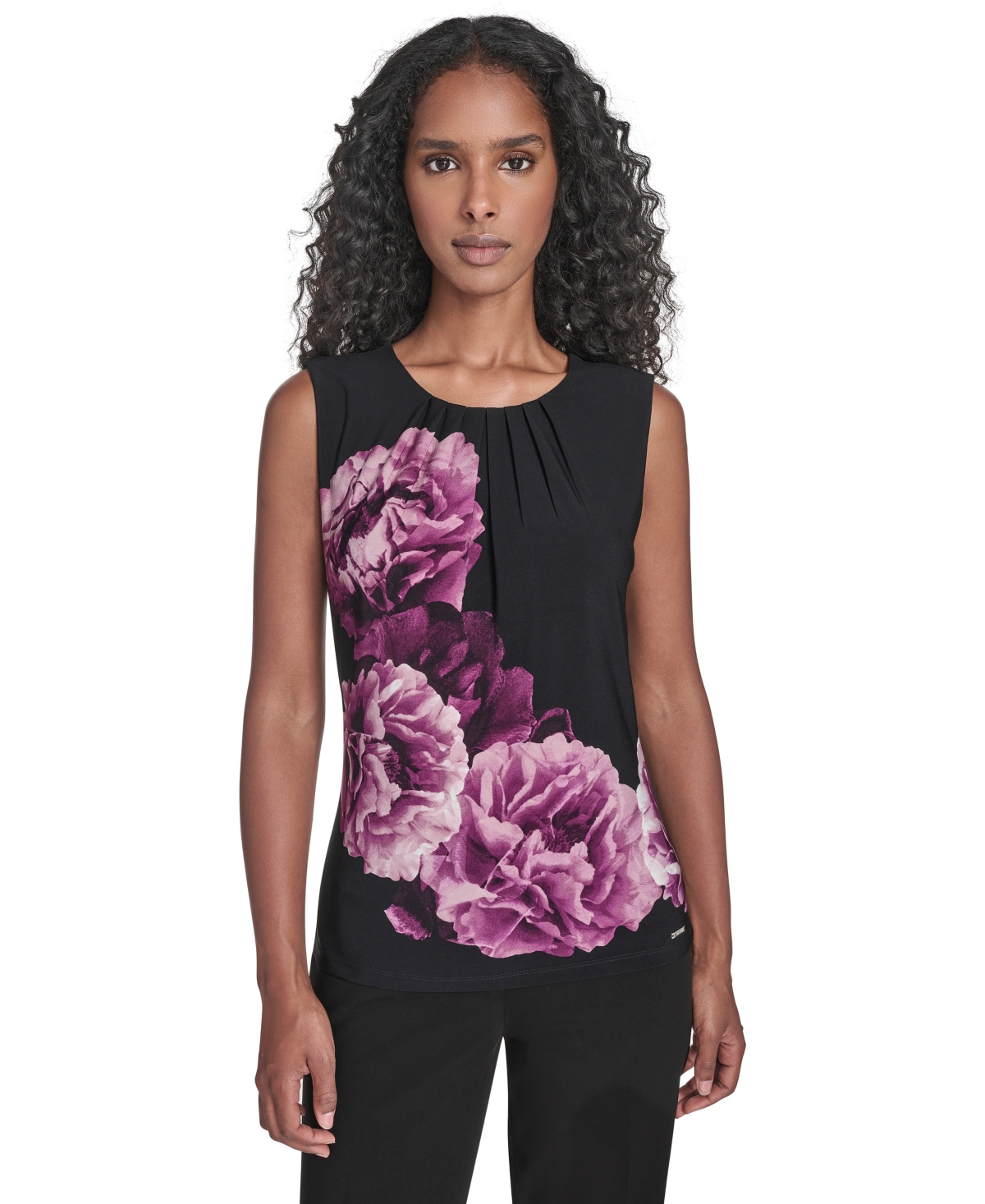 Click here for Calvin Klein Petite Printed Pleated Design Cami To... prices