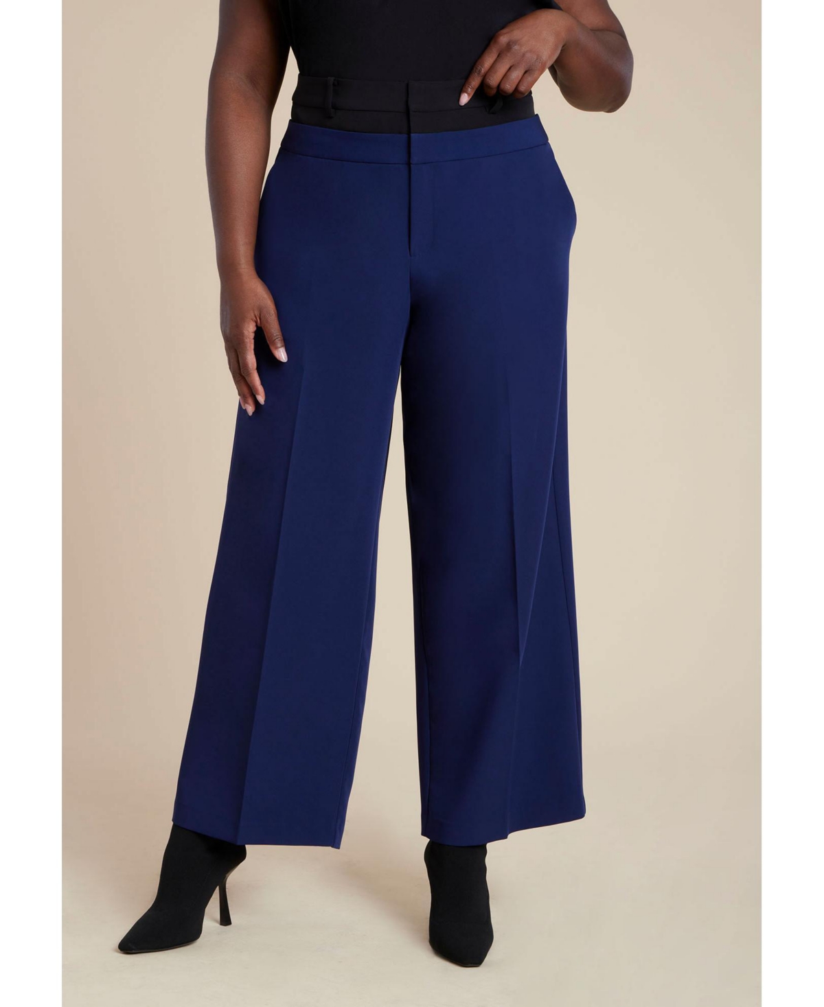 Click here for Eloquii Womens Plus Size Double Waistband Trouser... prices