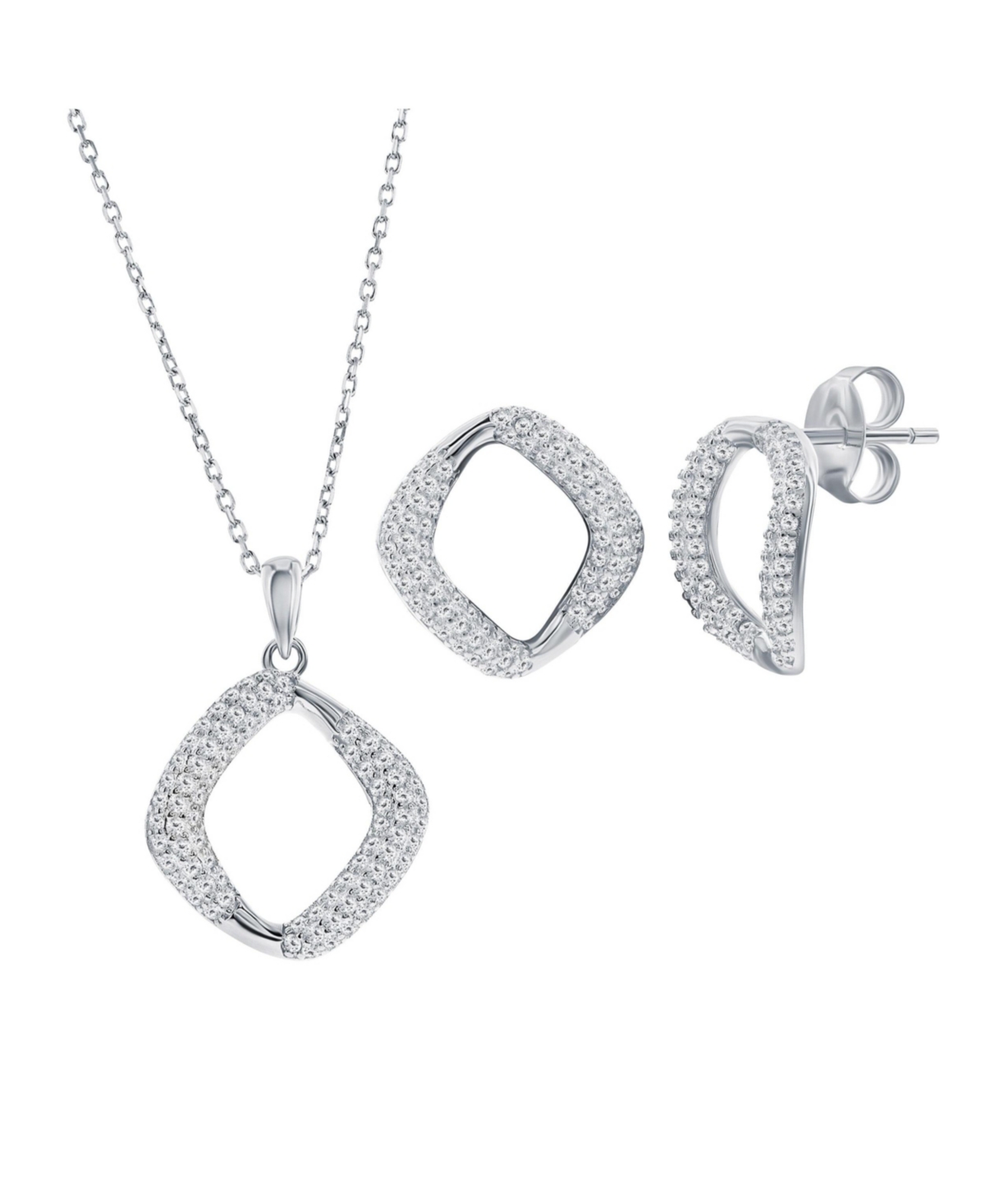 Click here for Simona Sterling Silver  Pave Cz Square Necklace &... prices