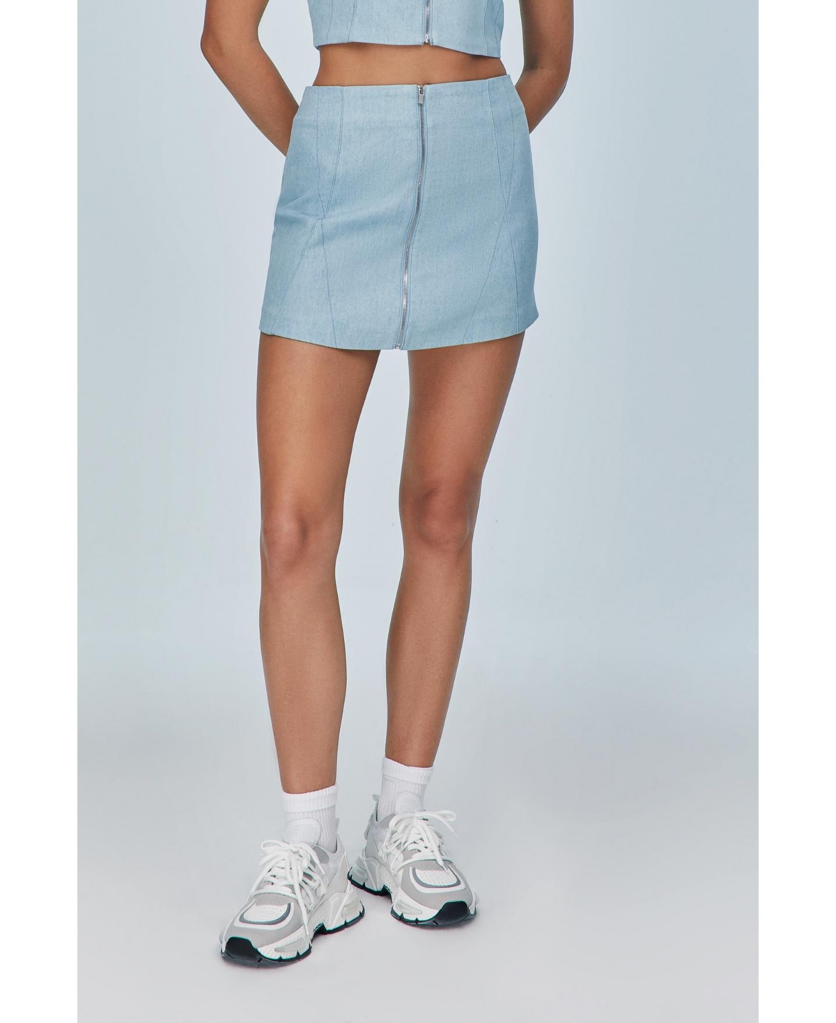 Click here for Jendue Womens Marvel Denim Mini Skirt - Light Wash... prices