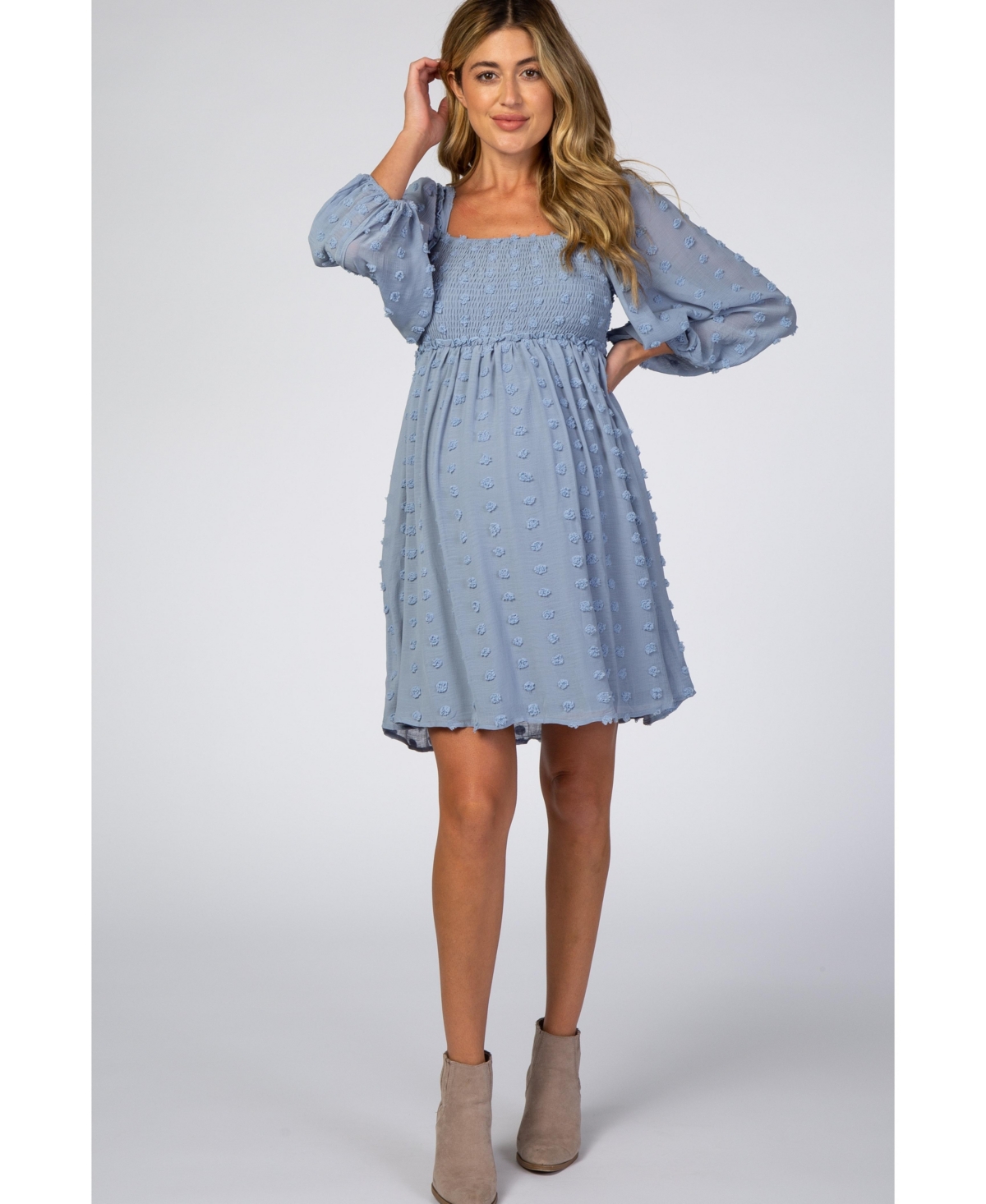 Click here for Pinkblush Maternity Pink Textured Dot Smocked Squa... prices