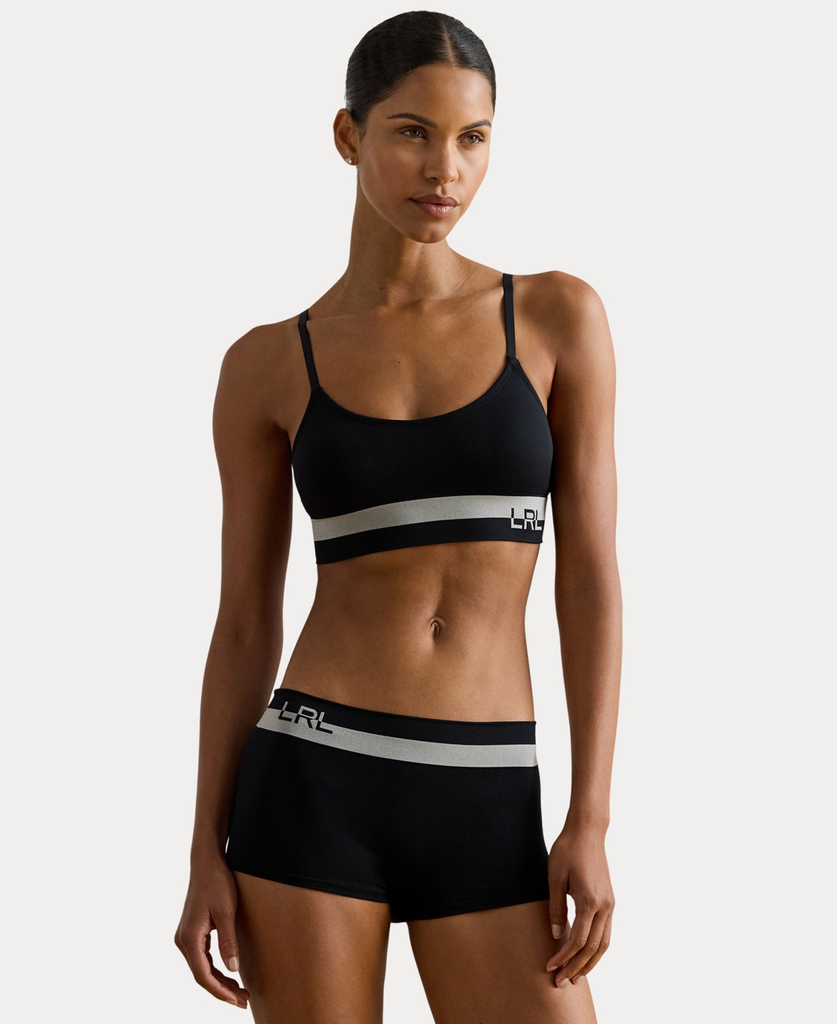 Lauren Ralph Lauren Scoop Neck Bralette - Black/warm Sand