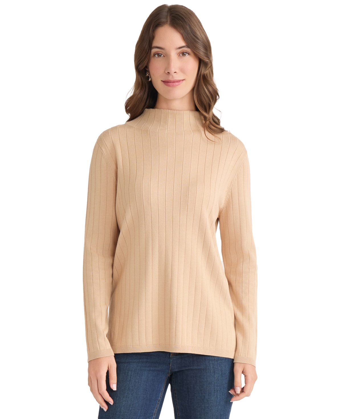 Click here for Jones New York Womens Wide Rib Funnel Neck Sweater... prices