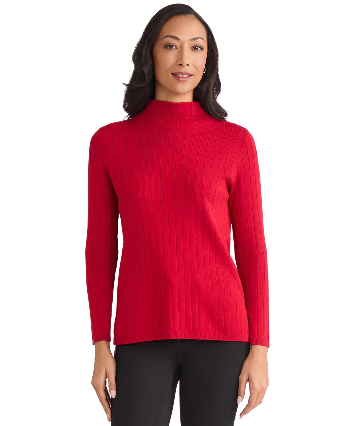 Click here for Jones New York Womens Wide Rib Funnel Neck Sweater... prices