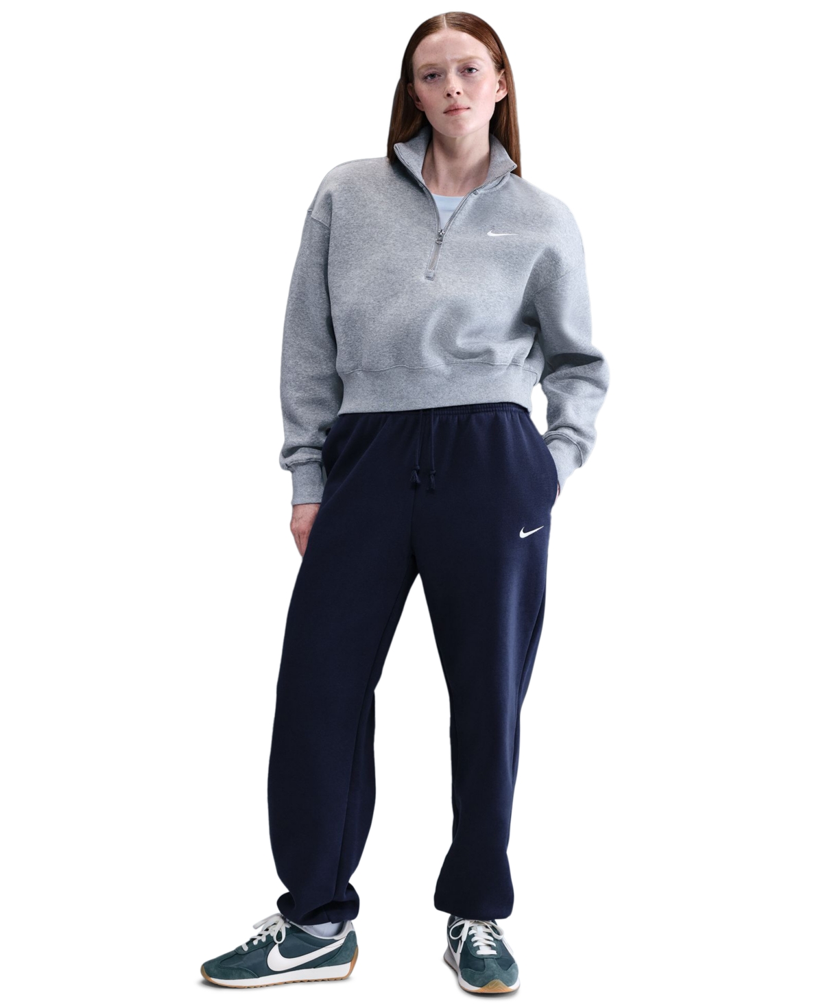 Nike Sportswear Womens Phoenix Fleece High-Rise Oversized Sweatpants - Midnight Navy/Sail