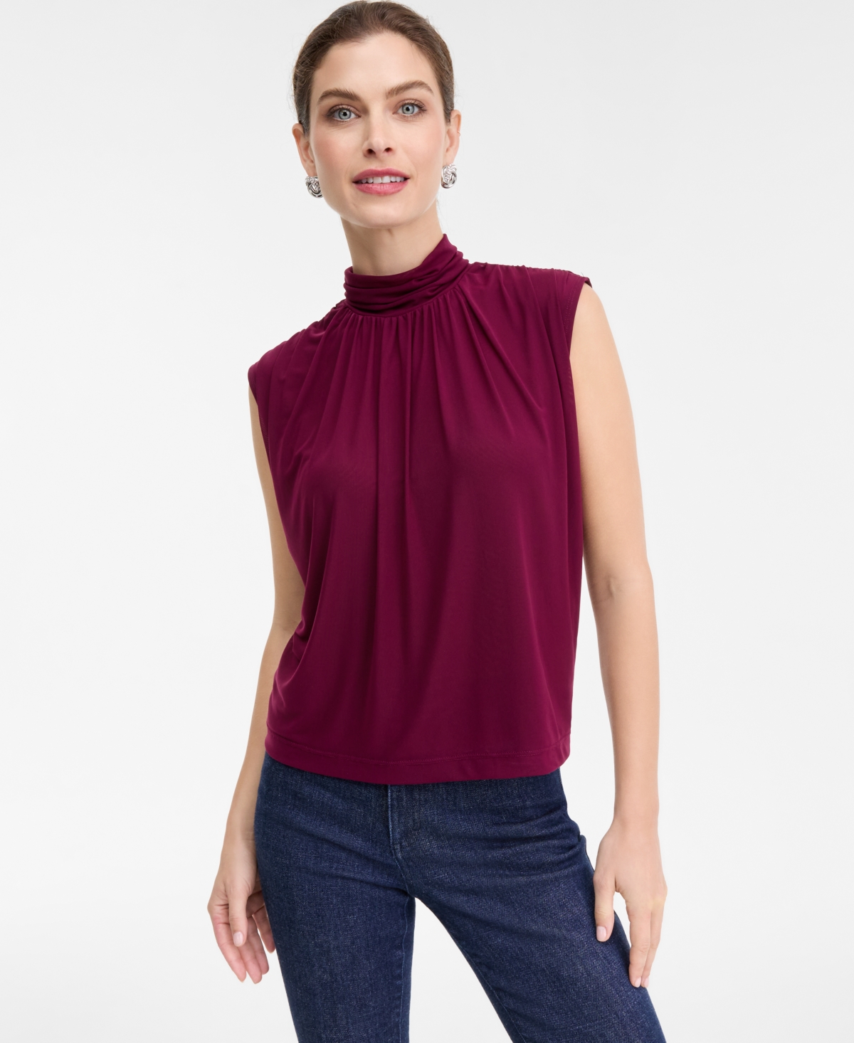 Click here for I.n.c. International Concepts Womens Mock-Neck Tan... prices