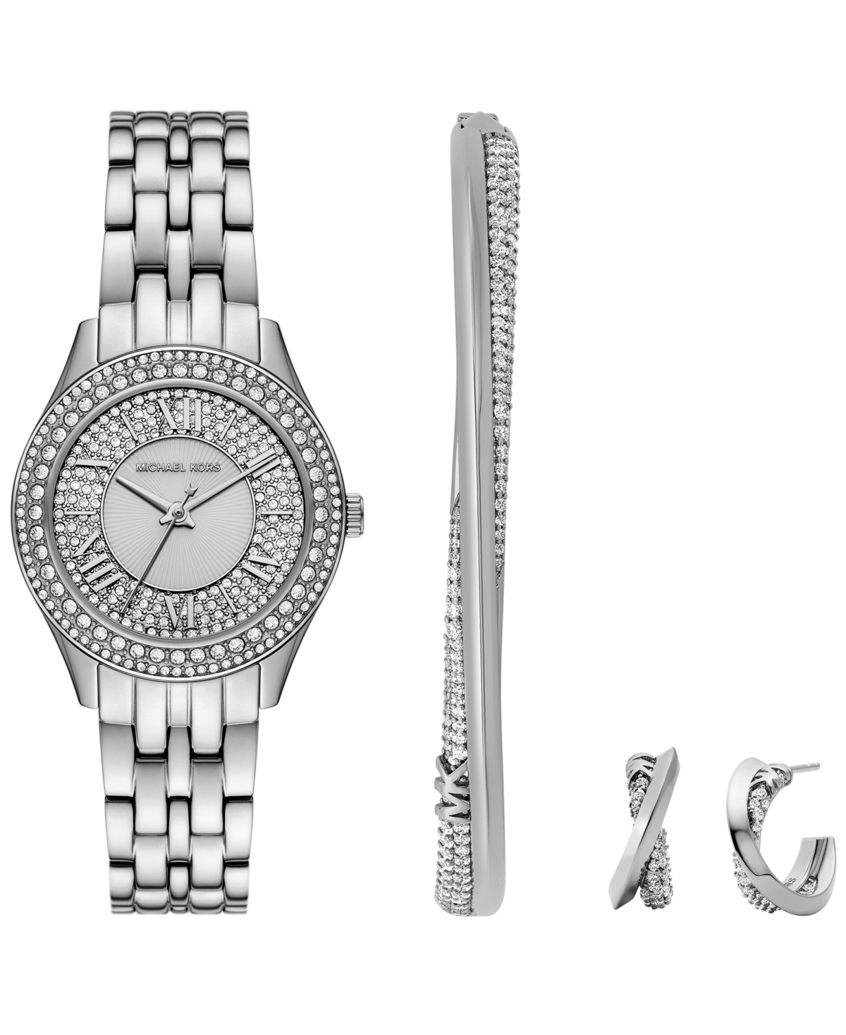 Click here for Michael Kors Womens Harlowe Three-Hand Silver-Tone... prices