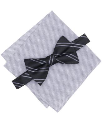 Bar III Men's Baltic Stripe Bow Tie with Pocket Square 2-Piece Set ...